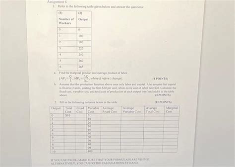 solved assignment 6 1 refer to the following table given