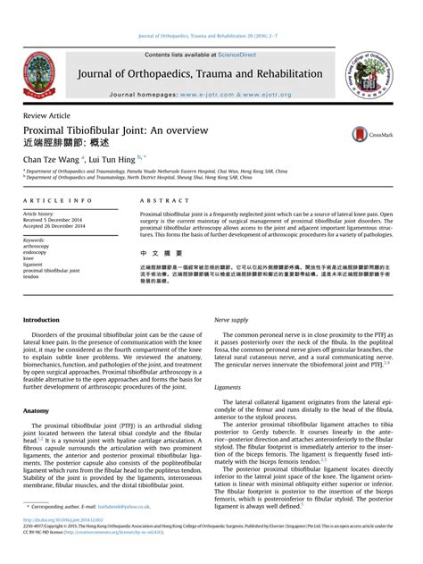 [pdf] Proximal Tibiofibular Joint An Overview
