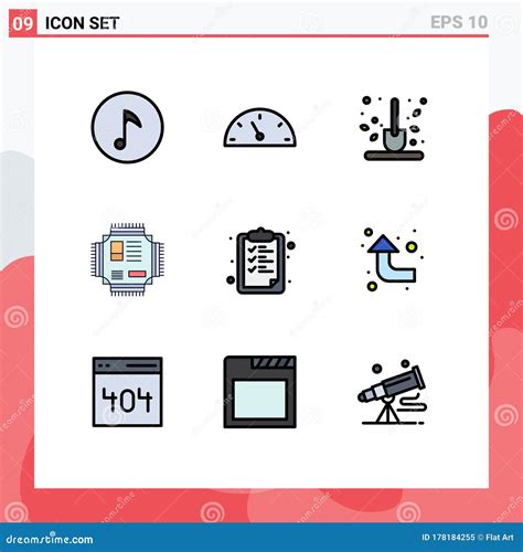 9 User Interface Filledline Flat Color Pack Of Modern Signs And Symbols Of Clipboard Technology
