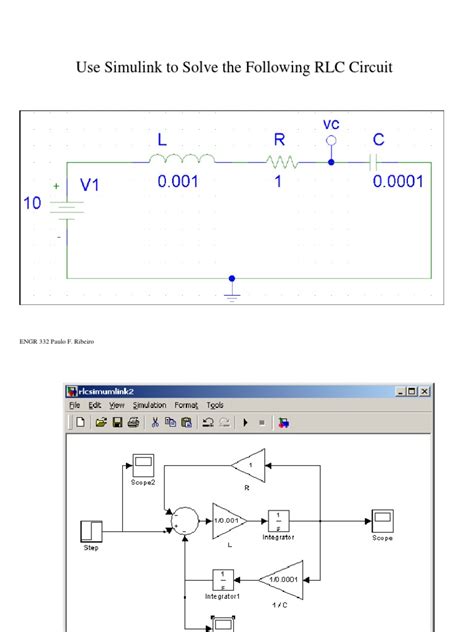 Use Simulink To Solve The Following Rlc Circuit Engr 332 Paulo F Ribeiro Pdf
