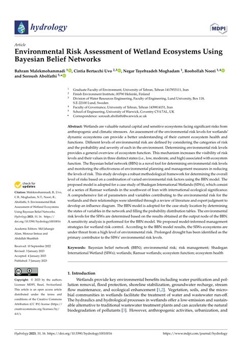 PDF Environmental Risk Assessment Of Wetland Ecosystems Using