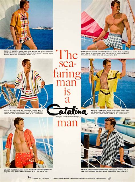 1960 Ad Vintage Catalina Swim Trunks Suit Swimsuit Mad Men Fashion