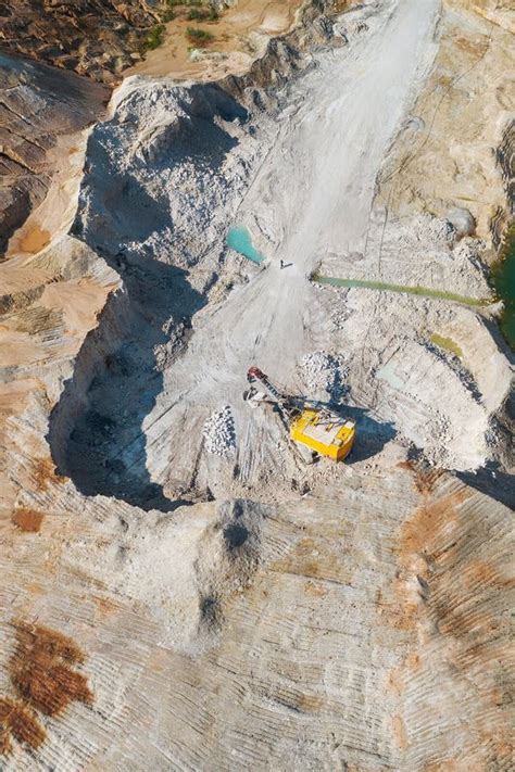 Extraction Of Minerals By The Open Method Mining Extraction Of Rocks By An Excavator Aerial