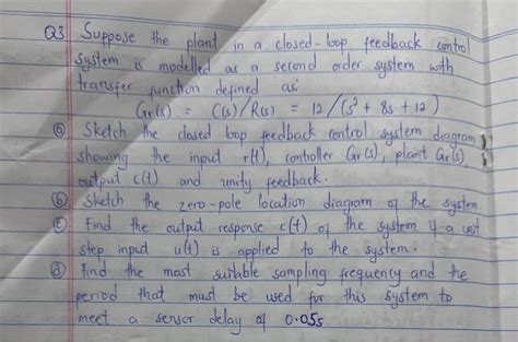 Solved Q3 Suppose The Plant In A Closed Loop Feedback