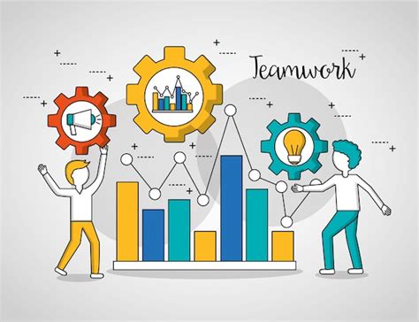 Premium Vector People Teamwork Graph Statistics Babes Showing Progress