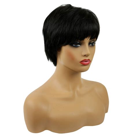 African American Pixie Short Straight Human Hair Capless Wigs Shop