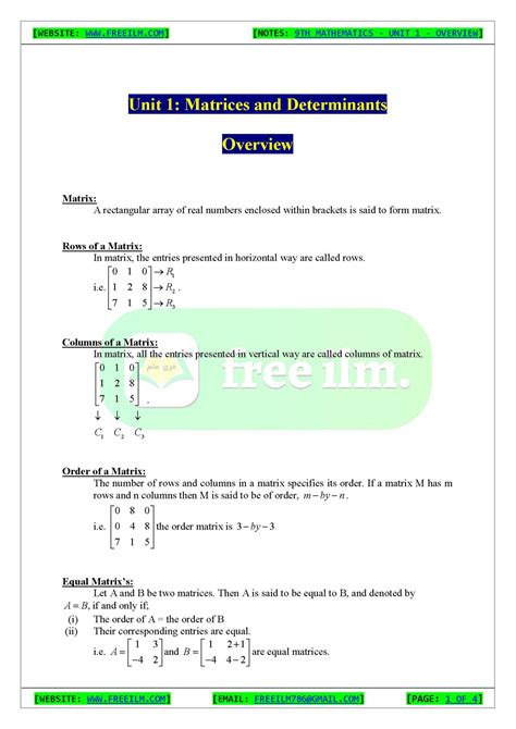 SOLUTION Math Matrices And Determinants Overview Studypool