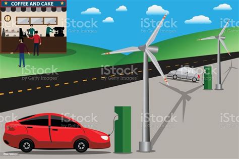 Ev 충전기벡터 일러스트 레이 션 개인 전기 자동차 전기 충전기 전기 역 개념과 주제에 대한 스톡 벡터 아트 및 기타 이미지