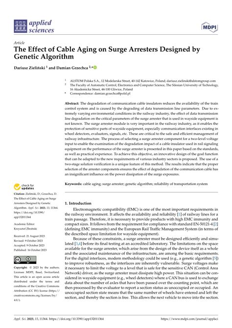 Pdf The Effect Of Cable Aging On Surge Arresters Designed By Genetic Algorithm