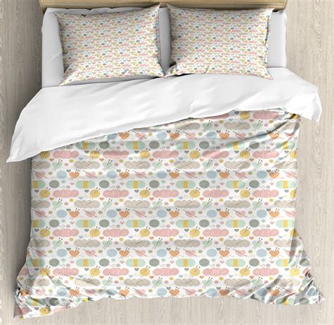 Hobby Duvet Cover Set Knitting Needles Yarn Ball Of Wool Crochet Hooks