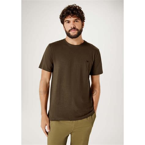 Camiseta Básica Masculina Regular World Com Bordado Hering Escorrega