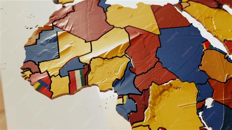 A Detailed Map Of Africa With Distinct Colorful Segments Representing
