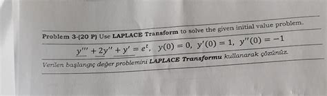 solved problem 3 20 p use laplace transform to solve the