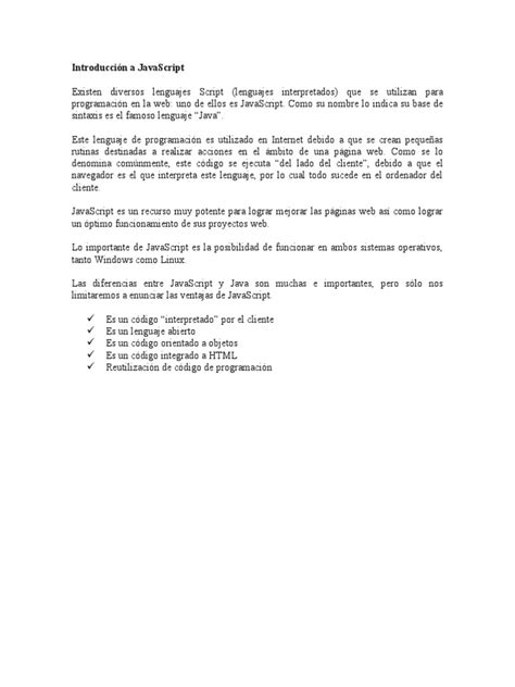 Introducción Javascript Pdf Script Java Lenguaje De Programación