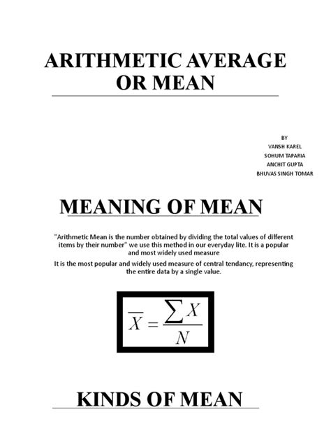 calculating various types of means a guide to understanding arithmetic