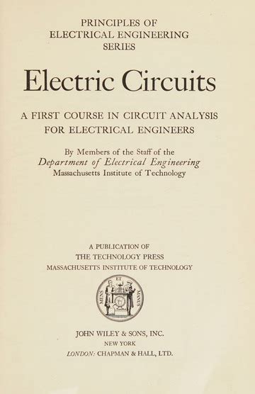 Electric Circuits Members Of The Staff Of The Department Of Electrical Engineering