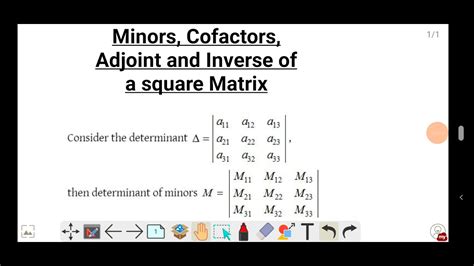 Cofactor Minor Adjoint And Inverse Of Square Matrix Youtube