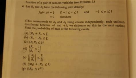 Solved Function Of A Pair Of Random Variables See Problem Chegg Com