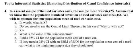 Solved Topic Inferential Statistics Sampling Distribution Chegg