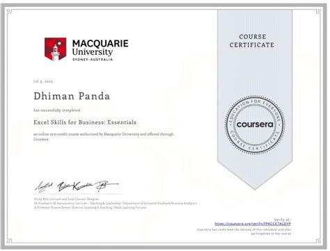 Dhiman Panda On Linkedin Excelskills Dataanalysis Coursera