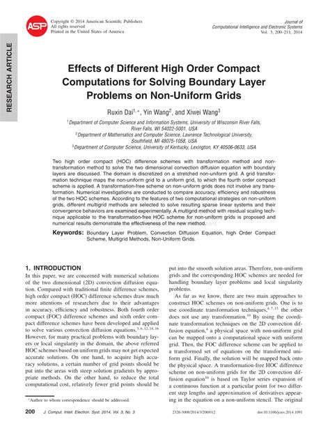 Pdf Effects Of Different High Order Compact Computations For Solving