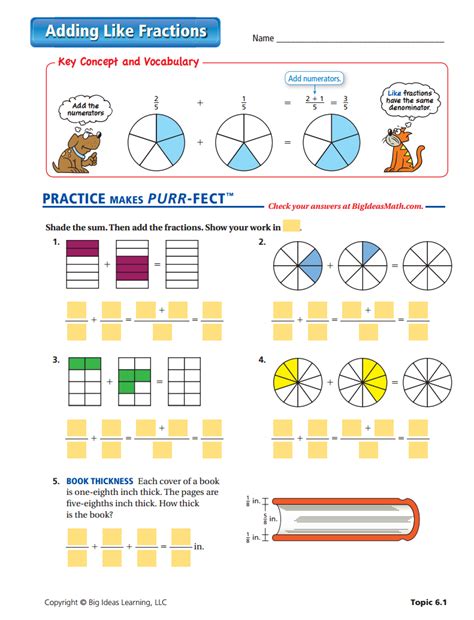 Adding Like Fractions Worksheet Fractions Worksheets Fractions Chemistry Lessons