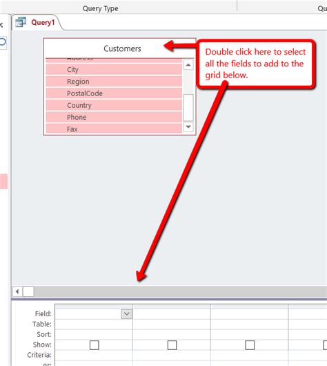 how to make an access select query