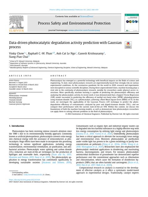 data driven photocatalytic degradation activity prediction with