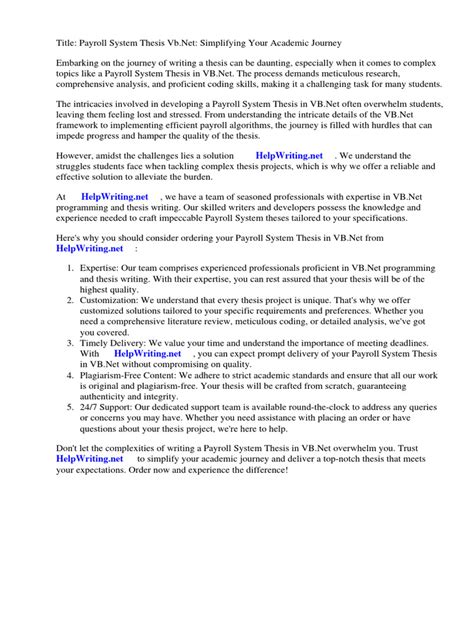 Payroll System Thesis Pdf
