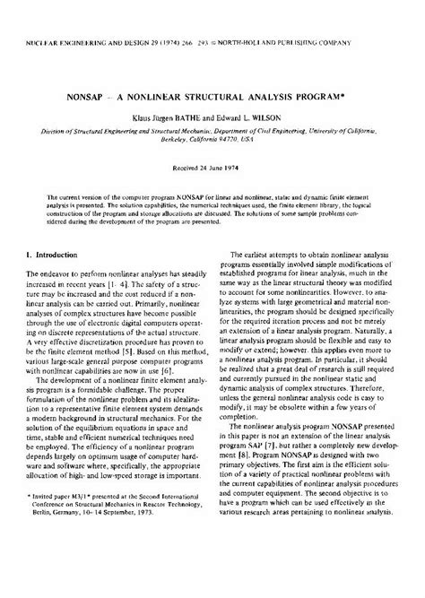 PDF NUCLEAR ENGINEERING AND DESIGN Web Mit Edu Kjb Nonlinear Structural