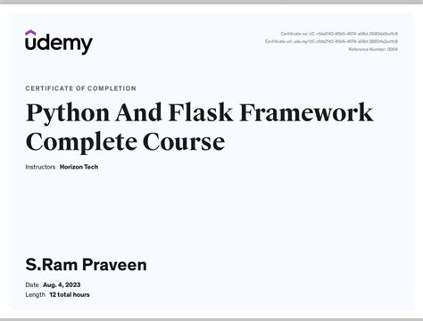 Ram Praveen On Linkedin Ive Successfully Completed The Python And Flask Framework Complete Course