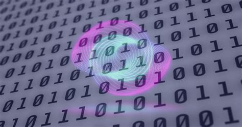 Image Of Neon Circles Over Digital Screen With Binary Code Stock Illustration Illustration Of