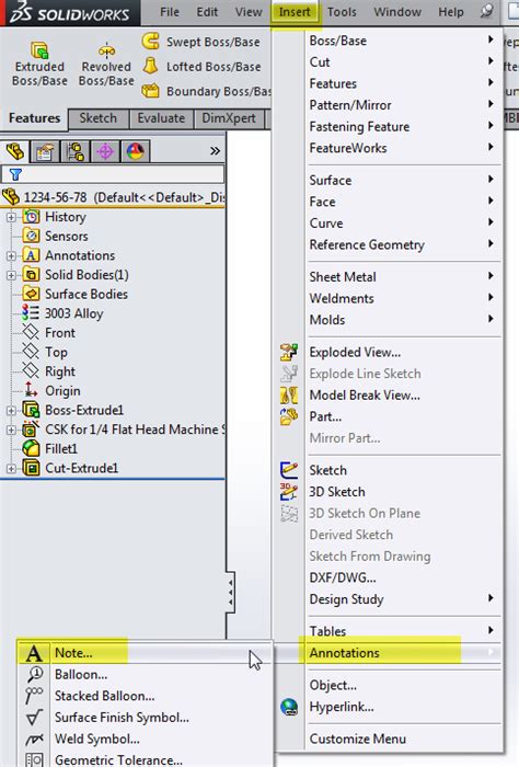 Can I Add A Custom Property Note Inside My 3d Solidworks Model