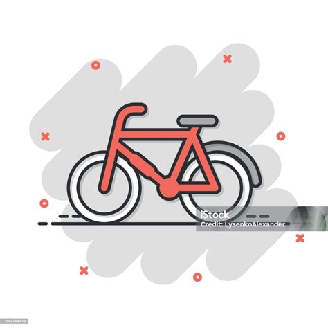만화 스타일의 자전거 아이콘 흰색 고립 된 배경에 자전거 운동 만화 벡터 그림 피트니스 운동 스플래시 효과 사인 비즈니스 컨셉