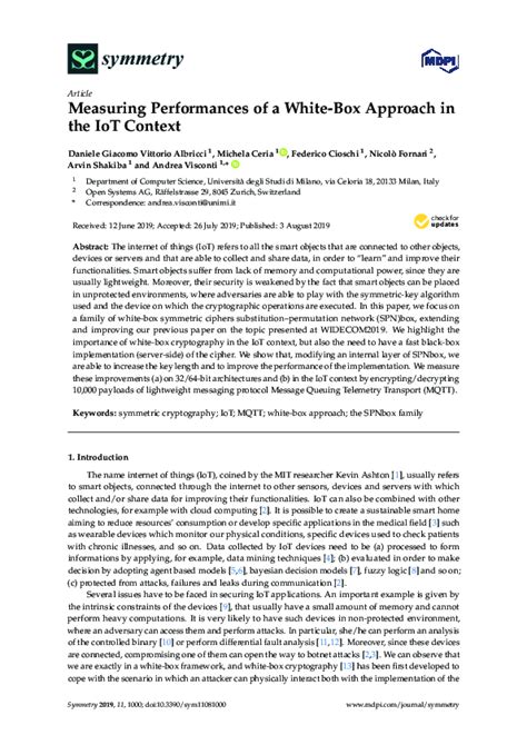 Pdf Measuring Performances Of A White Box Approach In The Iot Context