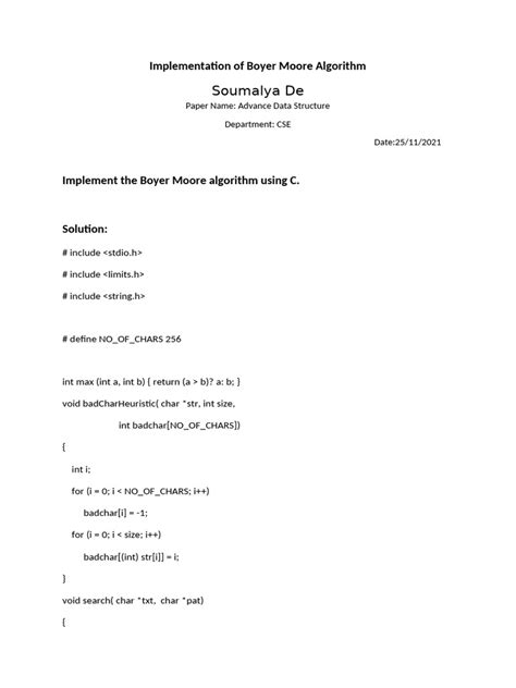 Implementation Of Boyer Moore Algorithm Pdf