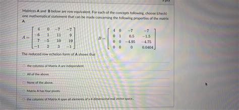 solved matrices a and b below are row equivalent for each