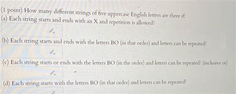 solved 1 point how many different strings of five