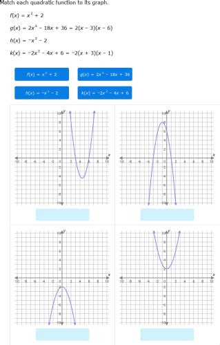 IXL Match Quadratic Functions And Graphs Grade Math