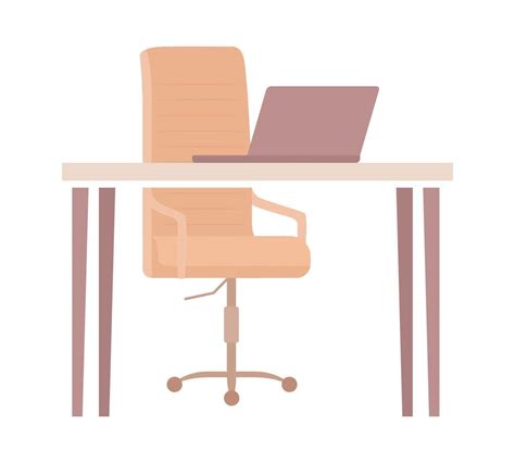 Workplace Semi Flat Color Vector Object Office Work Desk Arrangement Editable Element Full