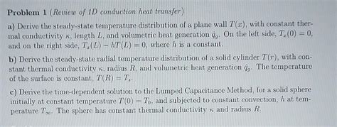 Solved Problem 1 Review Of 1d Conduction Heat Transfer A