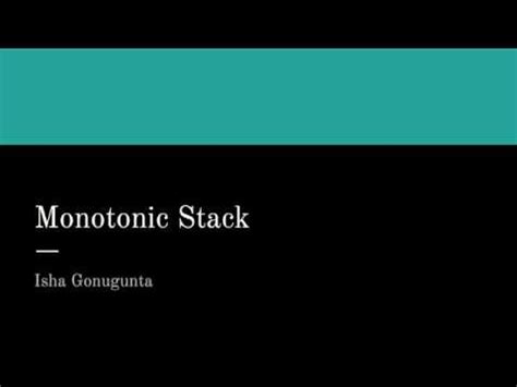 Monotonic Stack With LeetCode Examples C YouTube