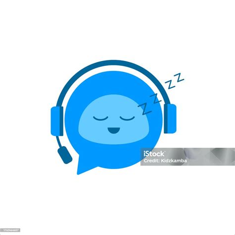 Chat Bot Logo Sleeping Virtual Assistant Bot Sleeps Icon Logo Robot Head With Headphones