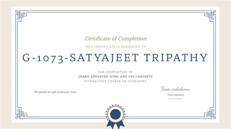 G 1073 Satyajeet Tripathys Certification For Learn Advanced Html And
