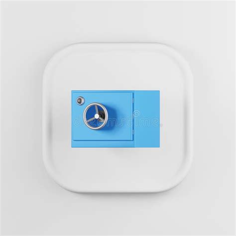 blue safe icon 3d rendering white square button key interface ui ux