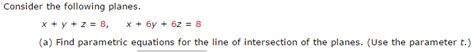 solved find parametric equations for the line of