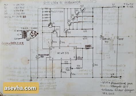 Skema Regulator DC Stabil Anti Dengung 0 15V 5 10A Tutorial Elektronika Hoby