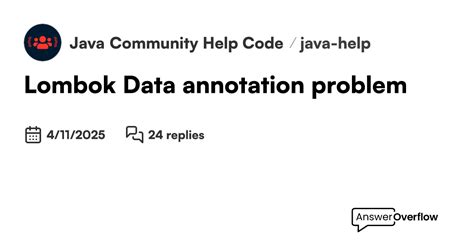 Lombok Data Annotation Problem Java Community Help Code Learn