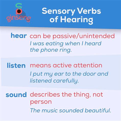 Sensory Verbs In English Ginseng English Learn English