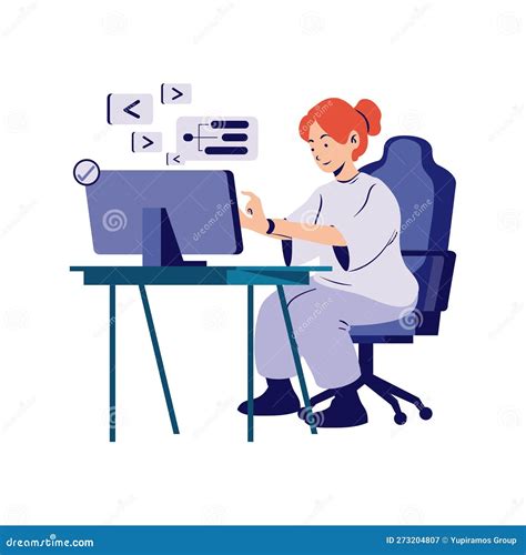 Female Programmer Design Stock Vector Illustration Of Freelance